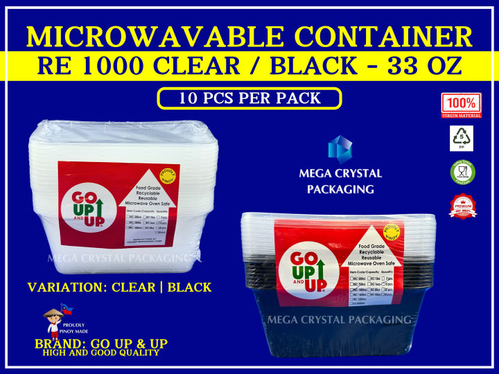 [ 10 Pcs ] Microwavable Container RE 1000 - Rectangular 1000 ml CLEAR ...