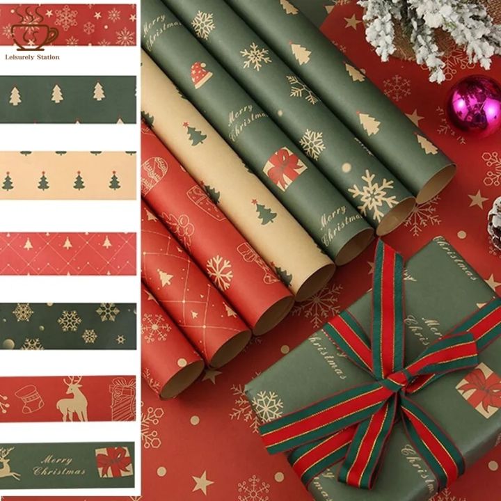 Christmas Gift Wrapping Paper DIY Kraft Paper New Year Party Present ...