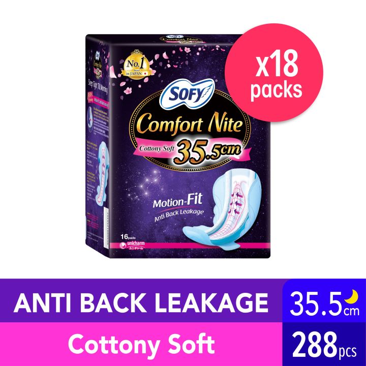 SOFY Comfort Nite Body Fit Night Slim Wing (Cottony Soft) 35.5cm 16s Sanitary Pads (18 packs ...