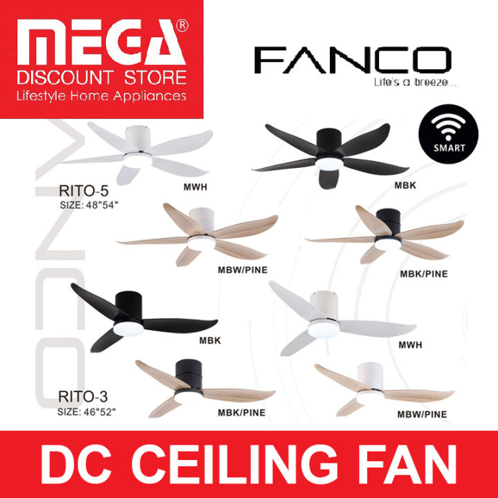 FANCO RITO-3 46"/52" | RITO-5 48"/54" DC CEILING FAN WITH LIGHT ...