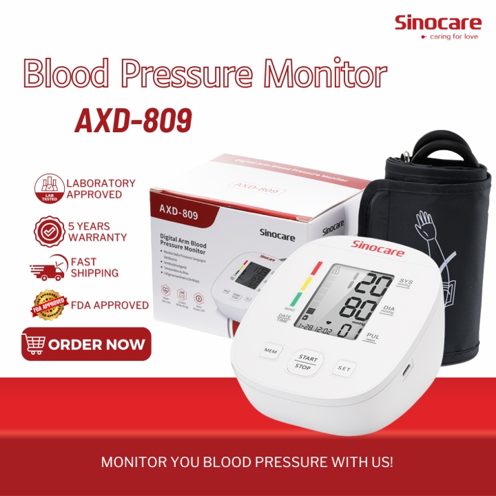 Sinocare AXD-809 Automatic Digital Arm Blood Pressure Monitor Smart BPM ...