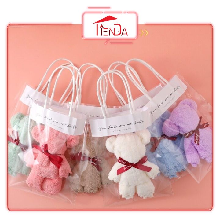 (Plastic Bag Only) Anniversary Transparent Gift Bag Bear Towel Plastic ...