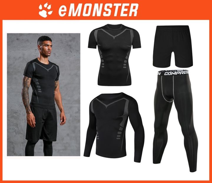 3pcs / Set Workout Male Sport Suit Gym Compression Clothes Fitness ...