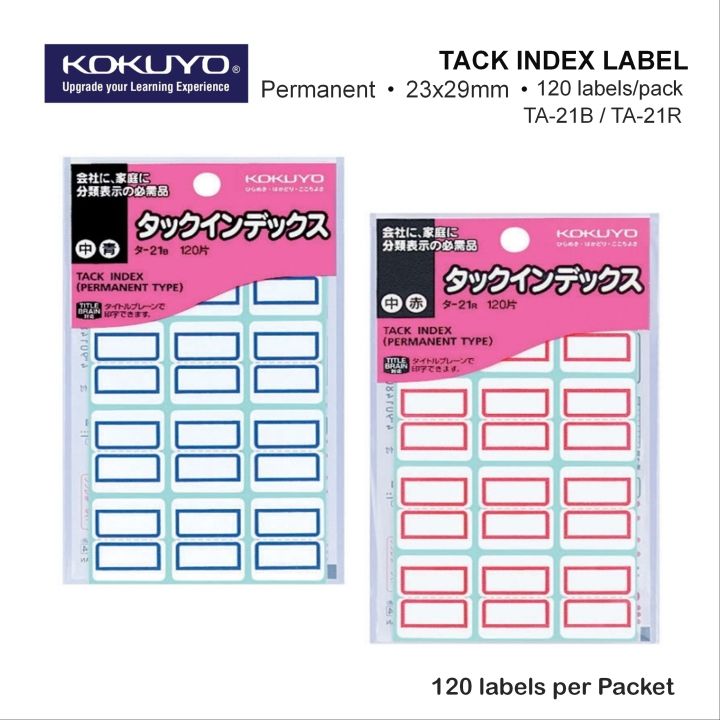 Kokuyo Tack Index Permanent Sticker Label 23x29mm TA-21B (Blue) TA-21R (Red) | Lazada Singapore