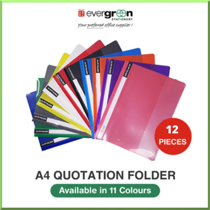 [SG] 12Pcs A4 Size Quotation Folder for Paper [Evergreen Stationery ...