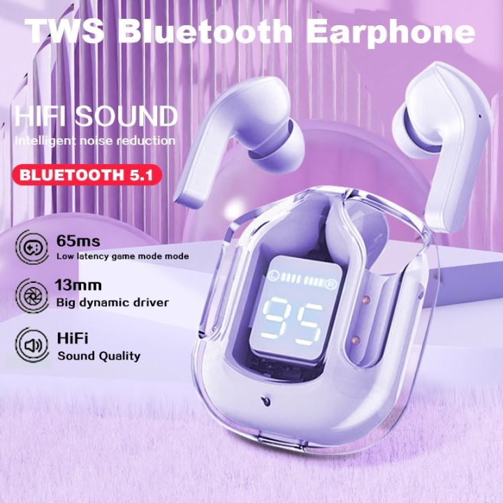 Transparent TWS Bluetooth Earphone Touch Control Bluetooth 5.3 Wireless ...
