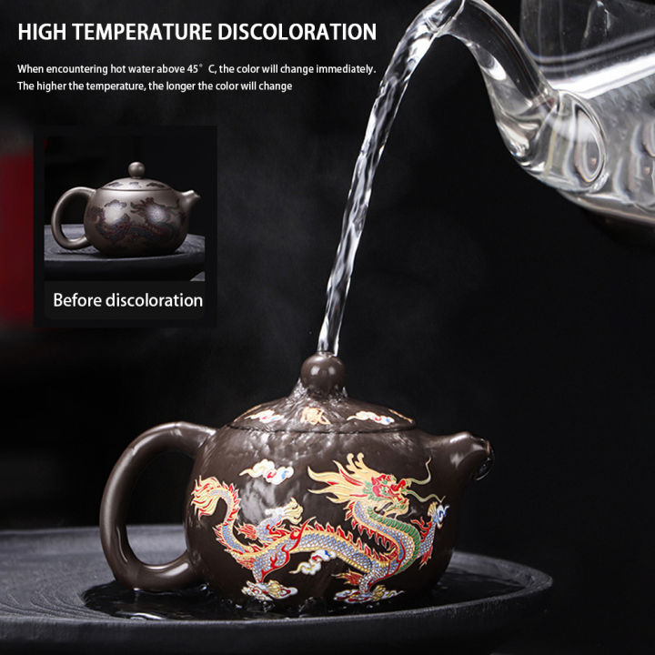 2025135-350ml Dragon Teapot Chinese Style Color-changing Purple Clay ...