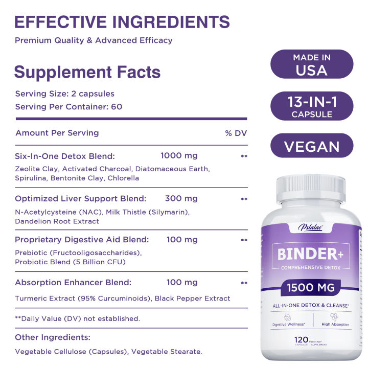 Detox Binder Supplement - Activated Charcoal, Zeolite, Bentonite, Milk ...