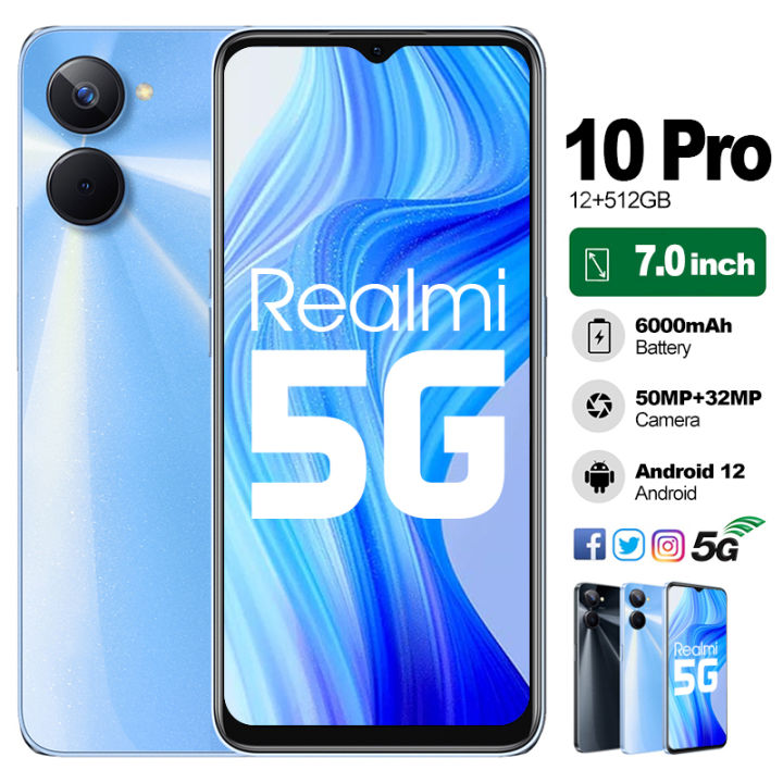 Realmi 10 สมาร์ทโฟน 12GB+512GB โทรศัพท์มือถือ 4G 5G Hd กล้อง Wifi ...