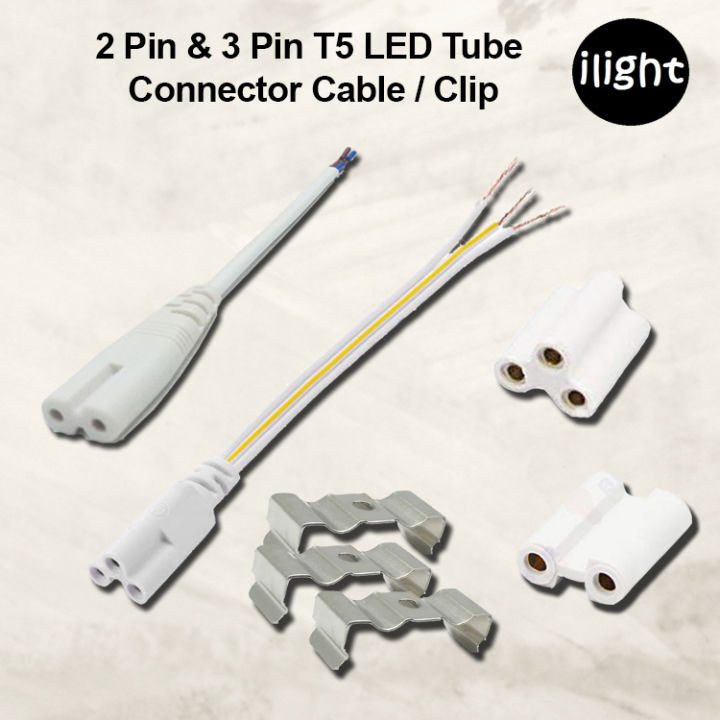 T5 Single End 2 Pin 3 Pin Led Tube Connector Cable Wire Extension Cord