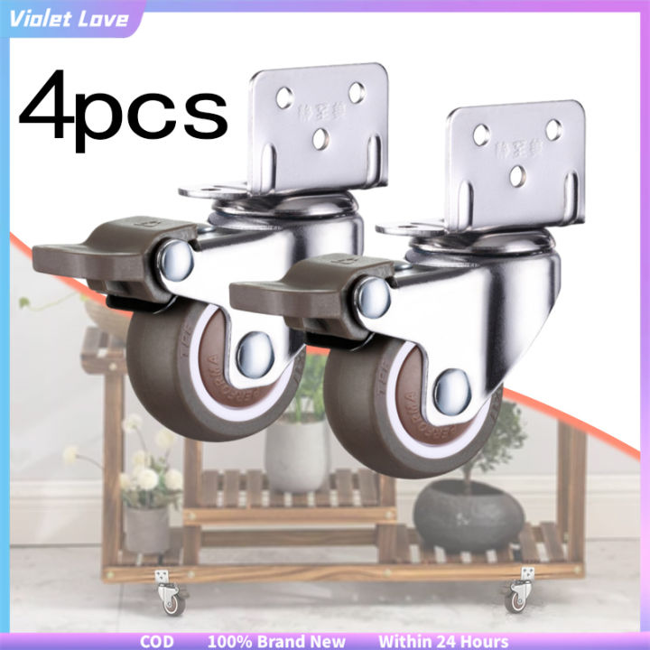 4Pcs Universal Swivel Caster L Type Rubber Caster Wheels Furniture Baby ...