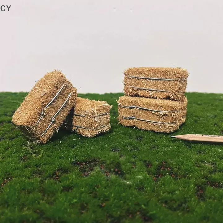 GY🌠🌠🌠 6pcs Mini Hay Bales Rustic Miniature Farm Haystack Stackable Fake ...