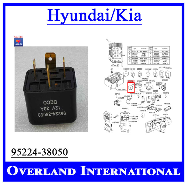 POWER RELAY 4Terminals, For Hyundai and Kia 95224-38050 / 95230-3A400 ...
