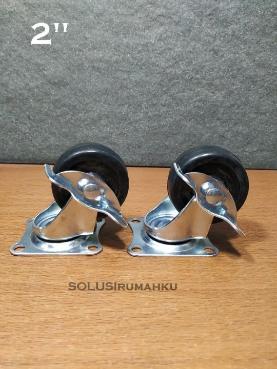 Per Buah Roda Karet 2 ( 5 cm ) Hidup + REM / Roda Caster Swivel Brake ...