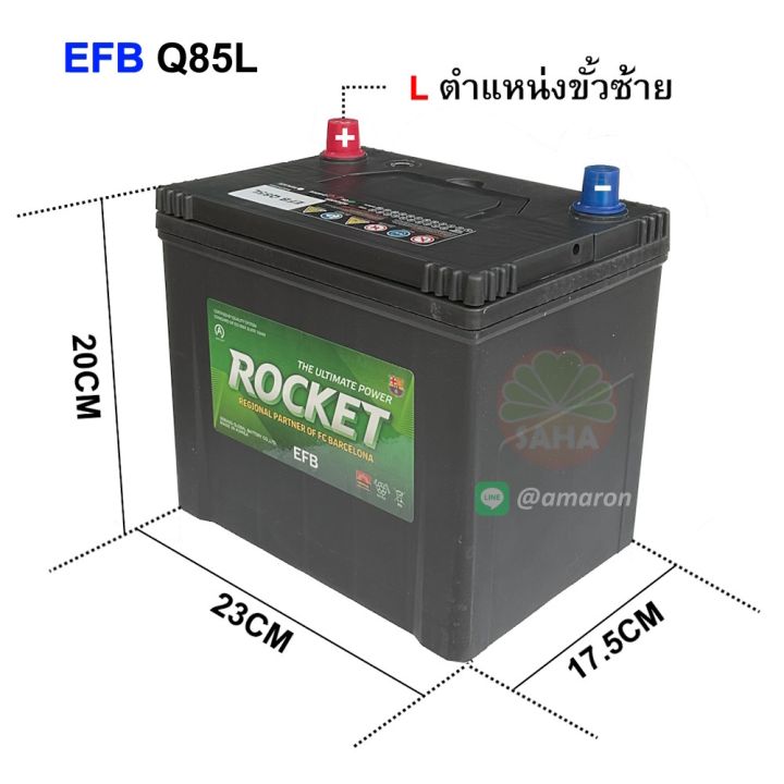 แบตเตอรี่รถยนต์ ROCKET รุ่น EFB Q85L (D23L) ขั้วซ้าย L 65Ah รุ่นพิเศษ ค่าCCAสูง ใช้กับรถเก๋งขนาด ...