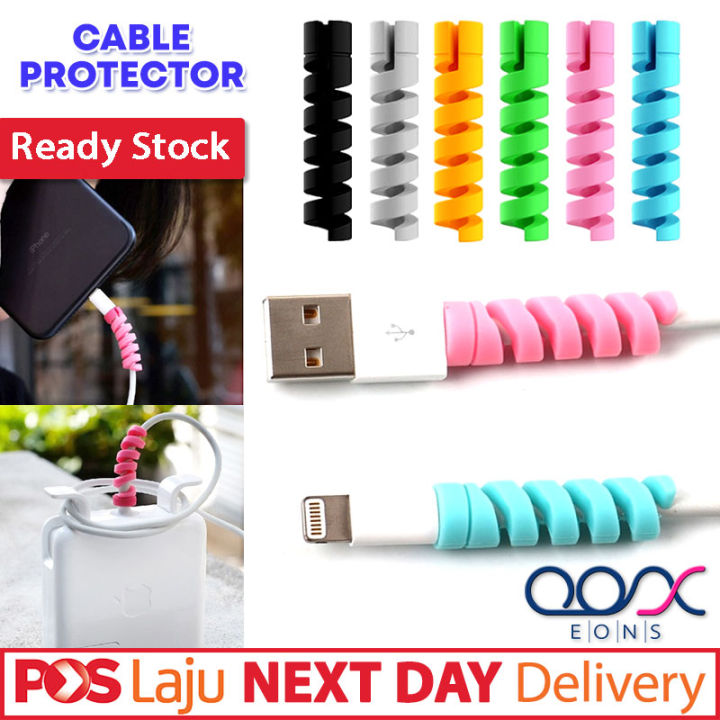 ANTI BREAKING Silicone Cable Protector Spiral Bobbin Data Line USB ...
