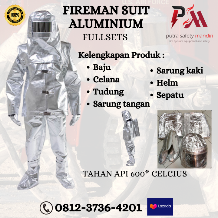 FIREMAN SUIT ALUMINIUM BAJU PEMADAM KEBAKARAN ANTI API 600 DERAJAT ...