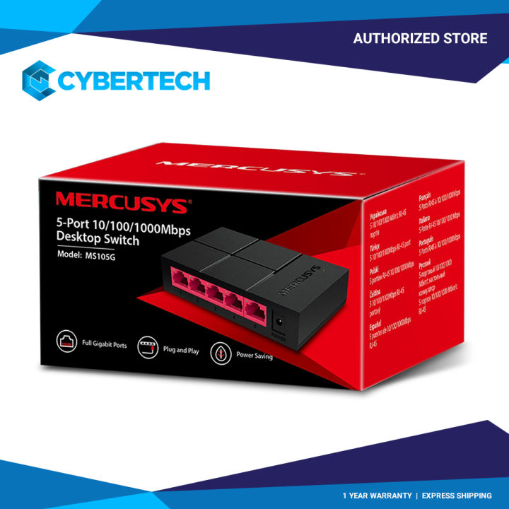 Mercusys MS105G 5-Port 10/100/1,000 Mbps Desktop Switch-BLACK | Lazada PH