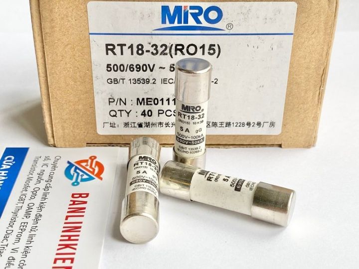 [Combo 2 chiếc] Cầu chì sứ 500V 5A MIRO RT18-32 RO15 10x38mm | Lazada.vn