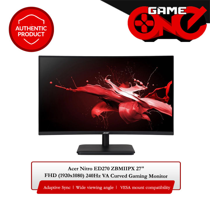 Acer Nitro ED270 ZBMIIPX 27" FHD (1920x1080) 240Hz VA Curved Gaming ...