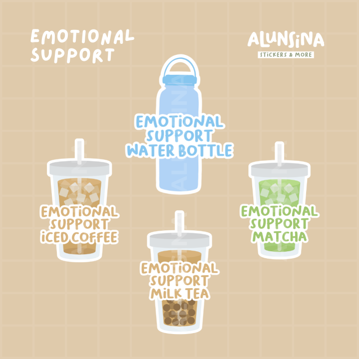 Emotional Support... | Waterproof Stickers | Alunsina | Lazada PH