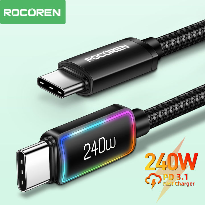 Rocoren 240W Type C Fast Charging Cord PD 3.1 Type C to Type C Cable ...