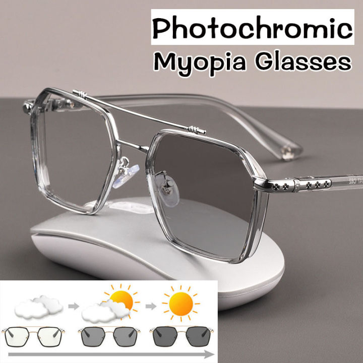 [-0.5 to-6.0], [Photochromic] Myopia Sunglasses Women Men Anti Blue ...