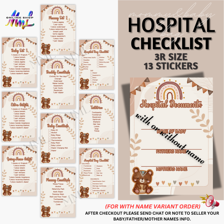 Mommy and Baby Hospital Bag Checklist Stickers for Ziplock | Lazada PH