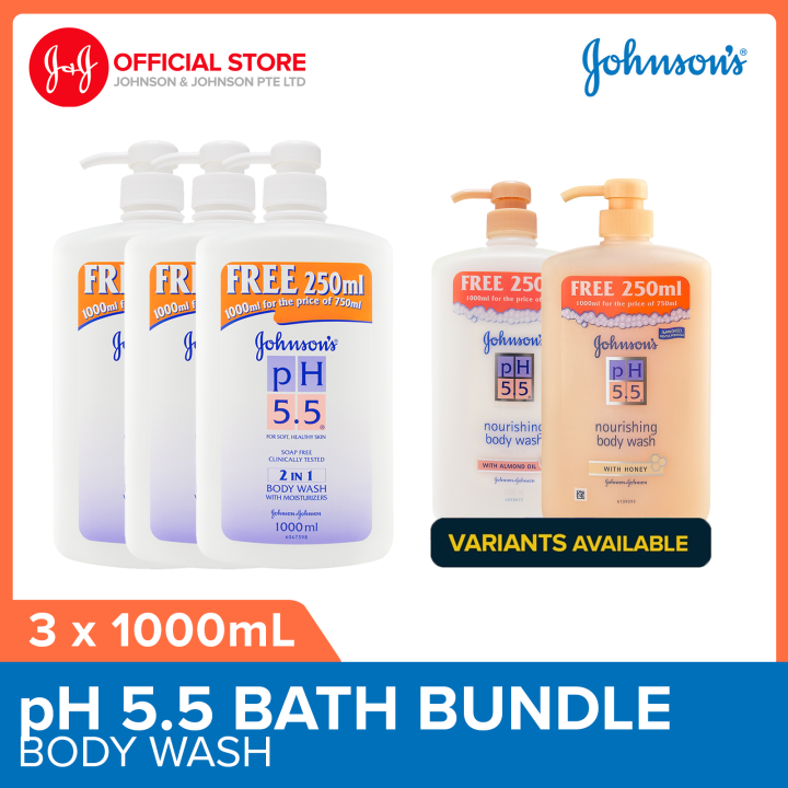 Johnson's pH 5.5 2 in 1 Body Wash Value Pack Bundle (Moisturizers ...