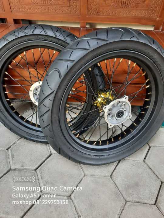 BAN SET SUPERMOTO KLX 150 RODA SUMO D-TRACKER LEBAR VELG 250/300 RING ...