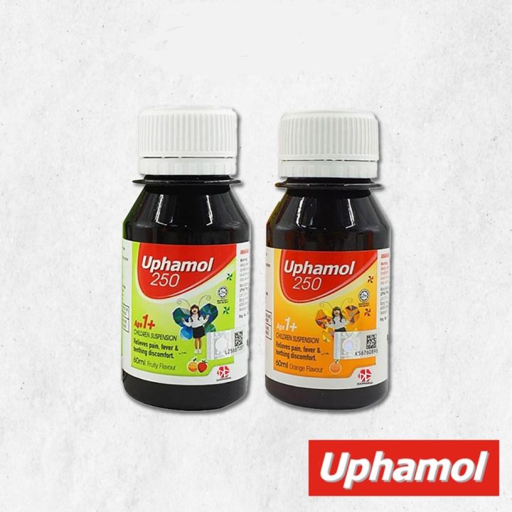 UPHAMOL Paracetamol Syrup 250mg/5ml Children Suspension 100ml Orange ...