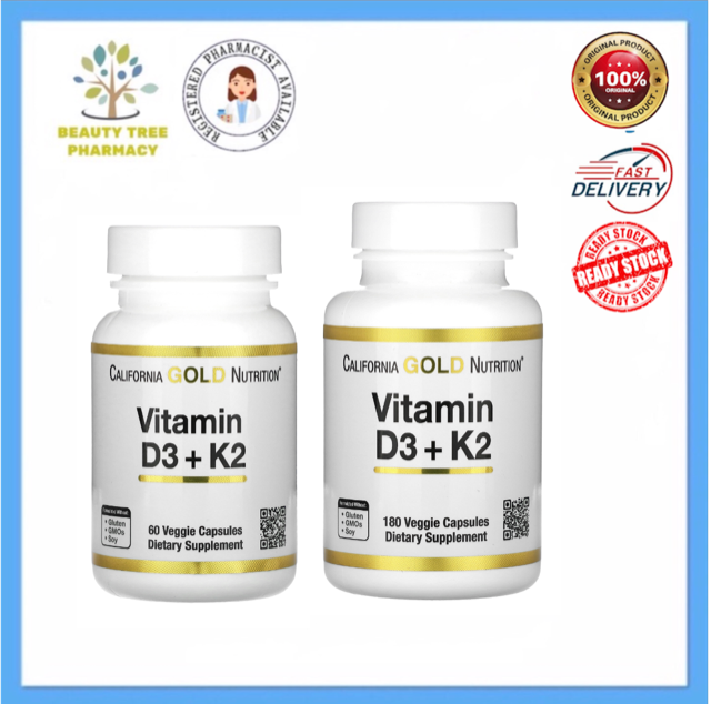 California Gold Nutrition Vitamin D3 + K2 Veggie Capsules | Lazada