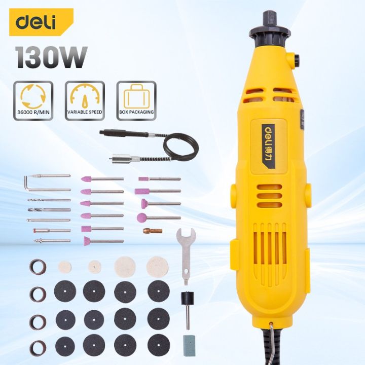 Deli Mini Electric Grinding Set 130w with Accessories Variable Mini ...