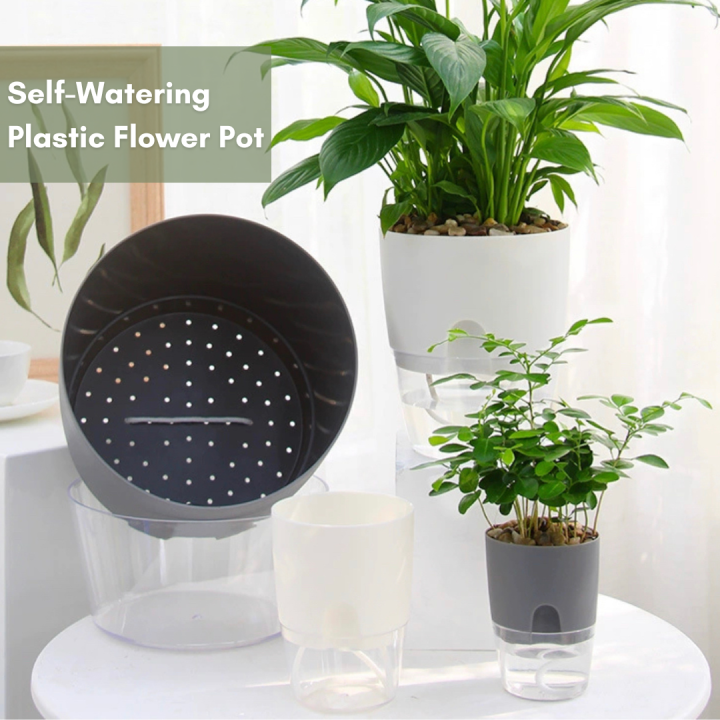 [LOCAL SELLER] Self-Watering Basic Plastic Flower Pots | Self Watering ...