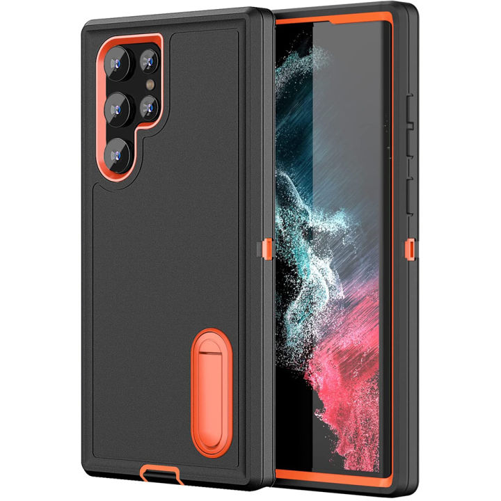 for Samsung S23 Ultra Case with Built-in KickstandHeavy Duty Hard PC ...