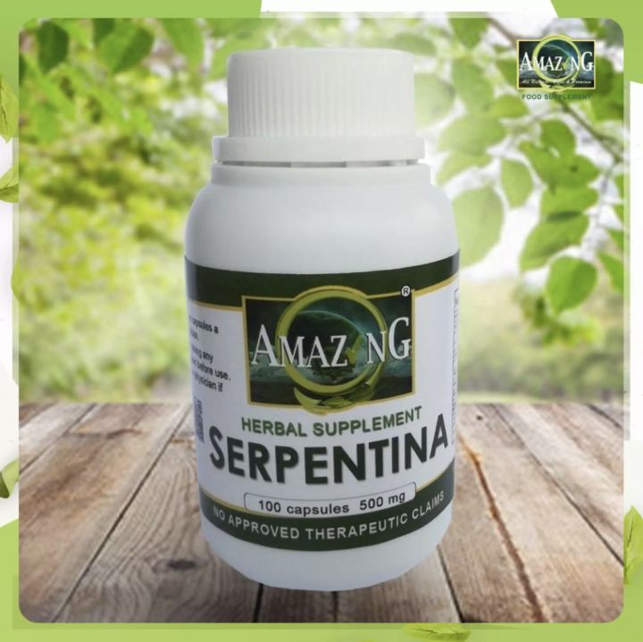 Amazing Food Supplement Serpentina 500mg Capsules Bottle of 100. Pure ...