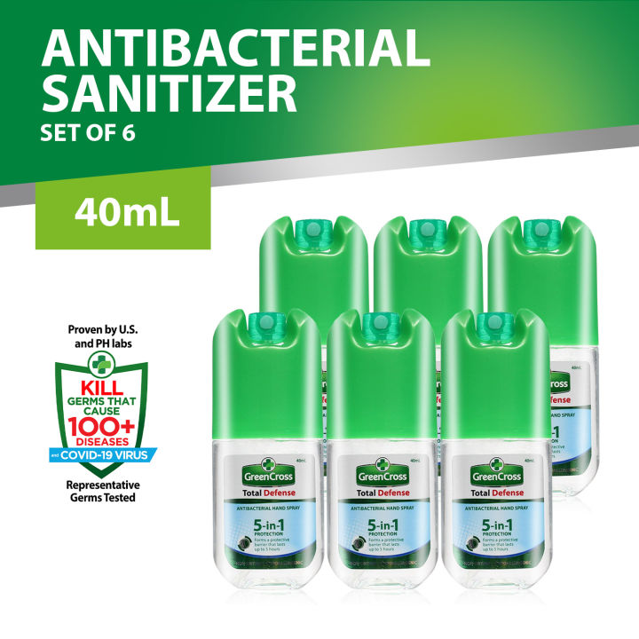 Green Cross Total Defense Antibacterial Sanitizer (40 mL) x6 | Lazada PH