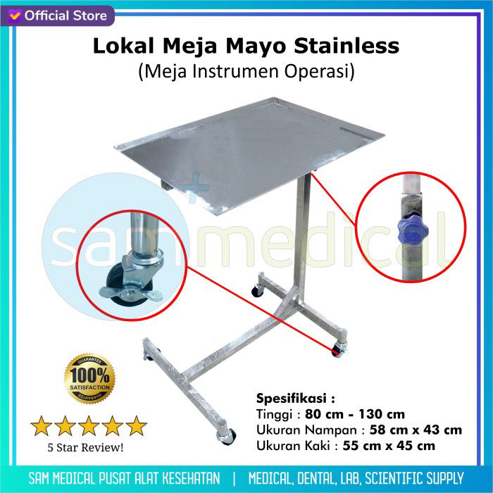Lokal Meja Mayo Stainless (Meja Instrumen Operasi)/ meja medis | Lazada ...