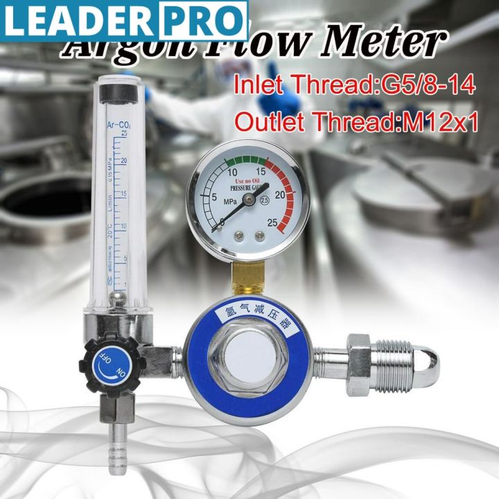 Argon CO2 Flow Meter 25MPa G5/8-14 M12 Gas Regulator Welding Flowmeter Weld Gauge Pressure ...