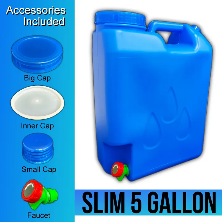 SLIM WATER CONTAINER WITH FAUCET 5 GALLON WATER DISPENSER WATER GALLONS ...