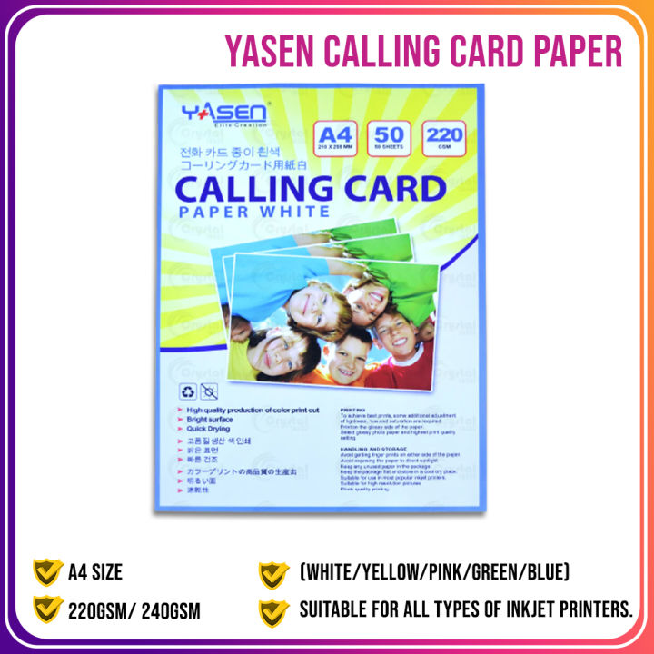 YASEN MATTE CALLING CARD Paper | 220GSM / 240GSM A4 WHITE / YELLOW ...