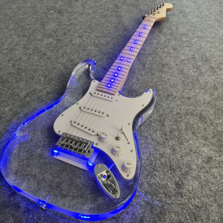 Fender Stratocaster Acrylic Electric Guitar SSS Pickups Blue Light ...