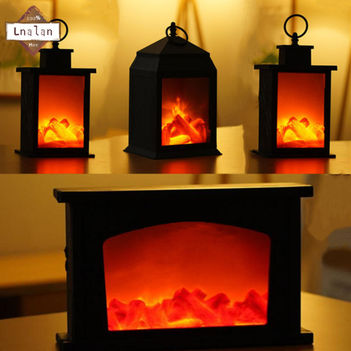 Lanlan Fireplace Night Light Simulation Flame Wind Lanterns Decorative ...