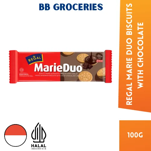 (Ready Stock) Regal Marie Duo Biscuit with Chocolate (100g) Halal | Lazada