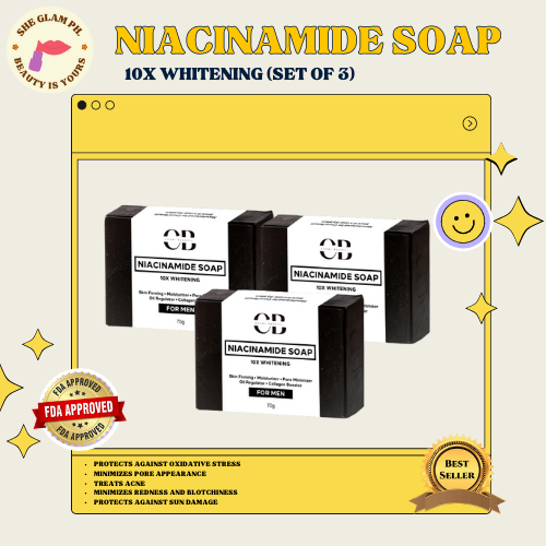 COSMI BEAUTII NIACINAMIDE SOAP CB SOAP (SET OF 3) 10X WHITENING FOR MEN ...