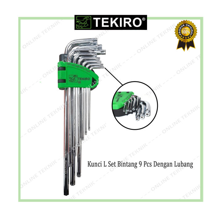 TEKIRO Kunci L Set Bintang Dengan Lubang 9 Pcs Tamper TORX Key ORIGINAL | Lazada Indonesia