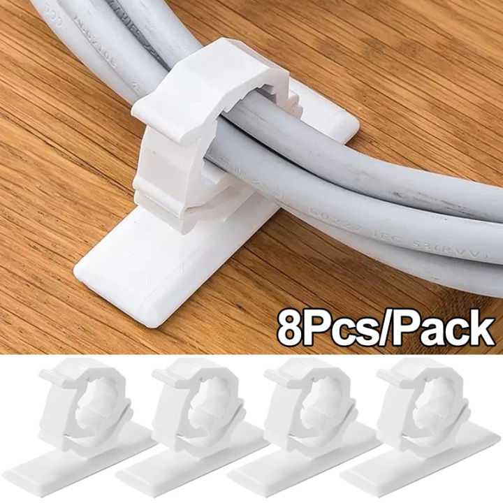 8/4Pcs Plastic Cable Organizer Clips Self Adhesive Home Office Desktop ...