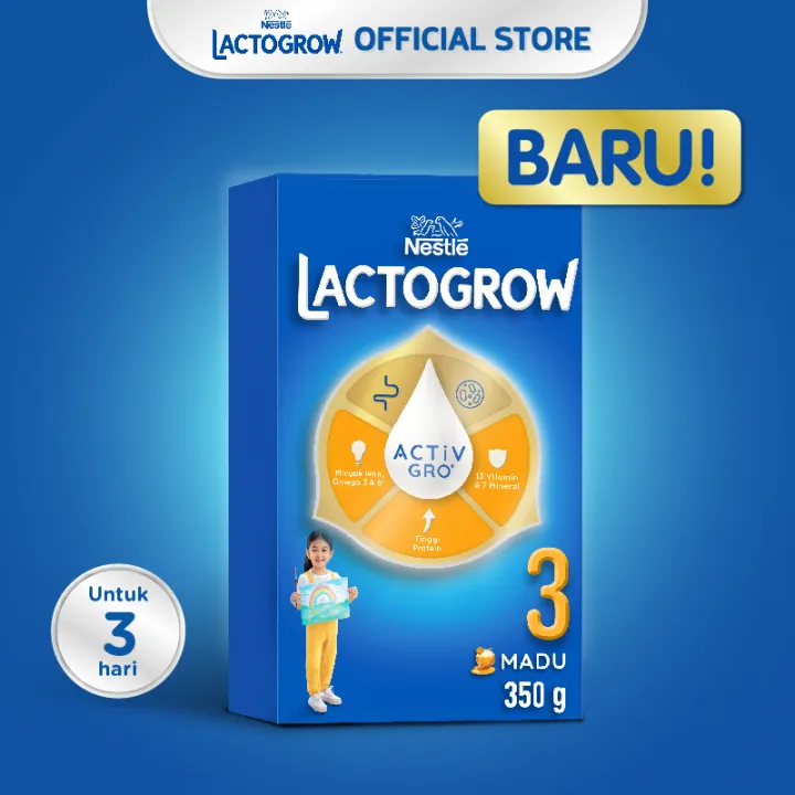 Nestlé LACTOGROW 3 Madu Susu Pertumbuhan Anak 1-3 Tahun Box 350g ...