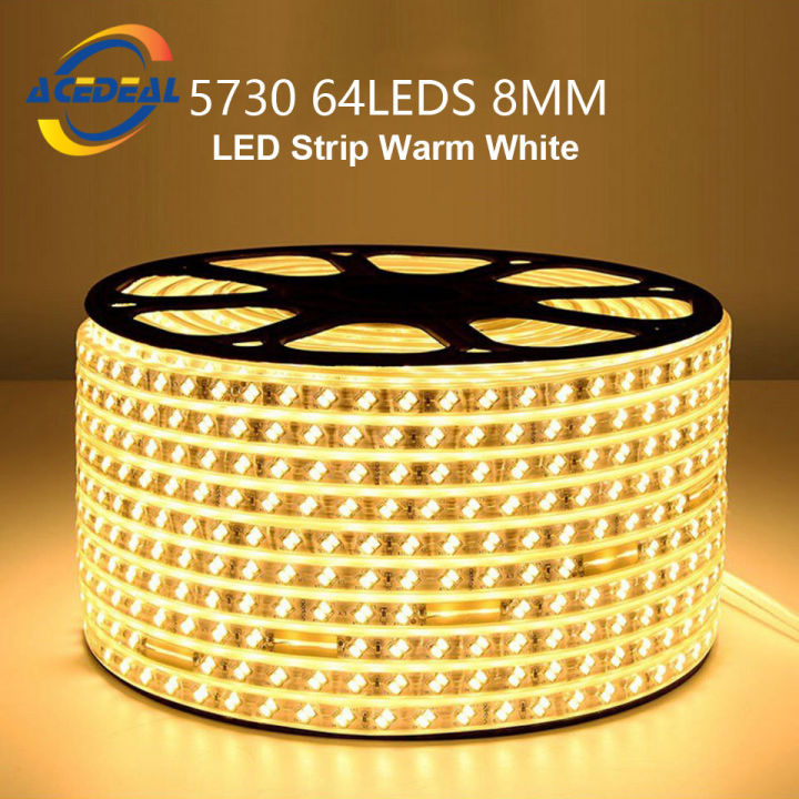 AceDeal 3-100 Meters w/ Plug 5730 220V 8mm 64LEDS Led Strip Light ...