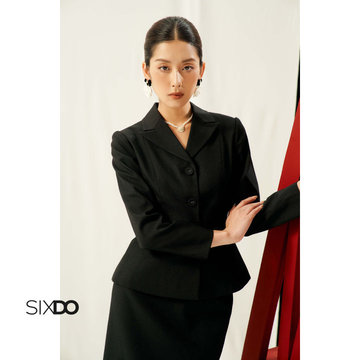 Áo Vest nữ đen dài tay SIXDO (Black Peak Lapel Raw Vest) | Lazada.vn